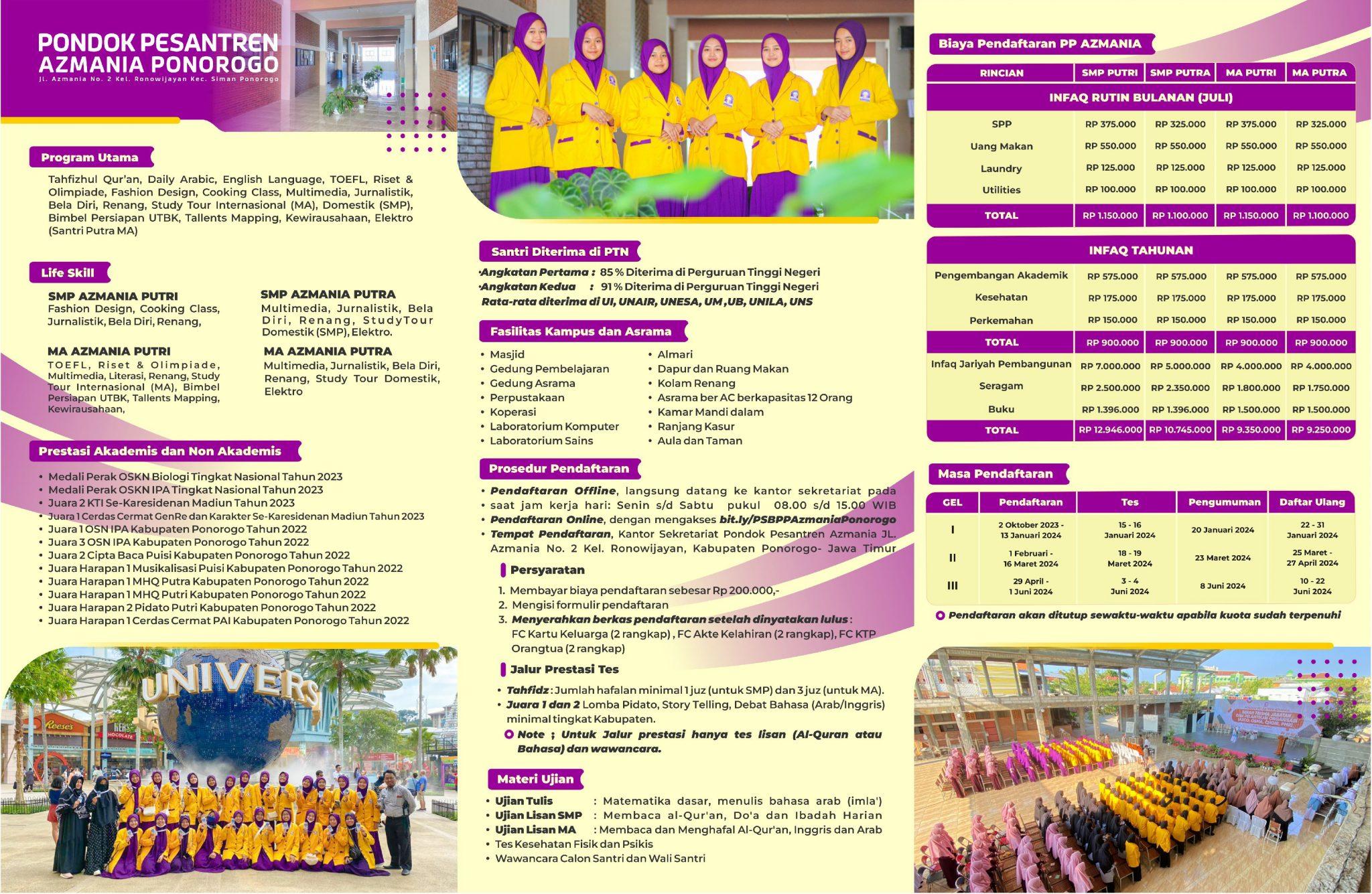 BROSUR PENDAFTARAN SANTRI AZMANIA TA 2024-2025 – Pondok Pesantren Azmania
